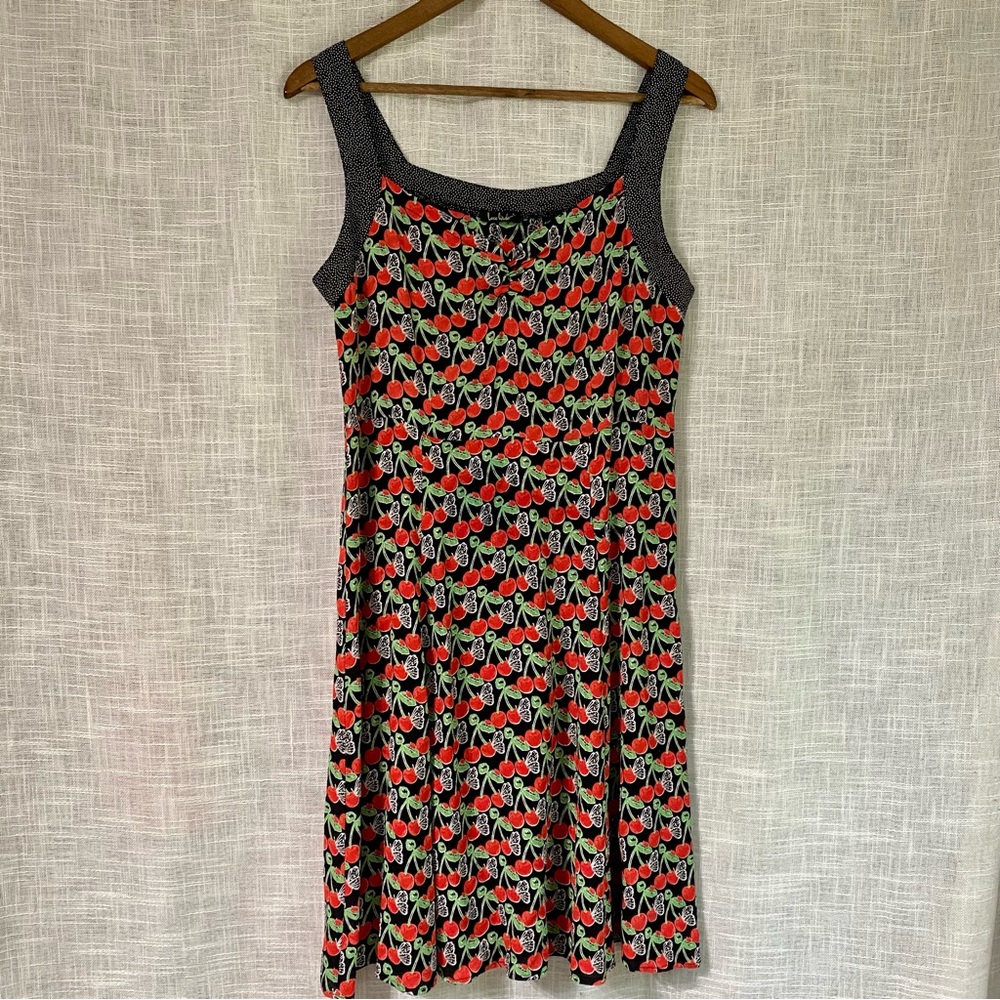 Loco Lindo Retro Cherry Print Sundress Dress - Gem